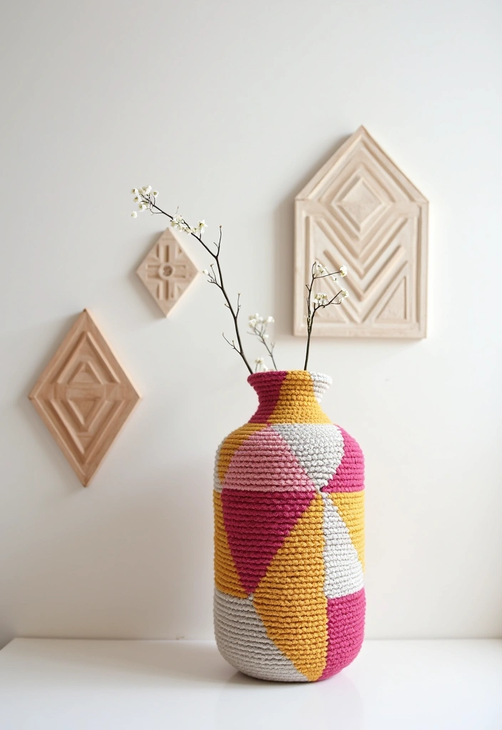 10-Stunning-Yarn-Wrapped-Vase-Tutorials-That-Will-Transform-Your-Space-4.-Geometric-Pattern-Yarn ...
